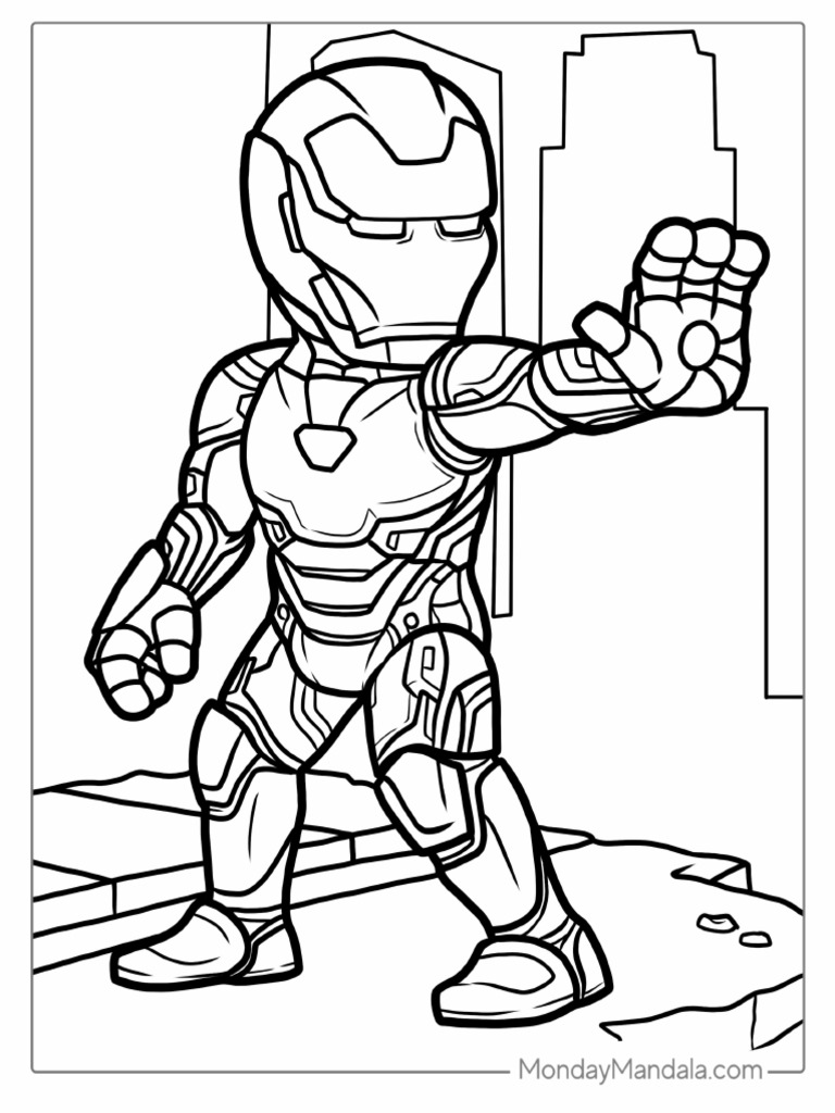 Simple Outline of Iron Man To Color | PDF