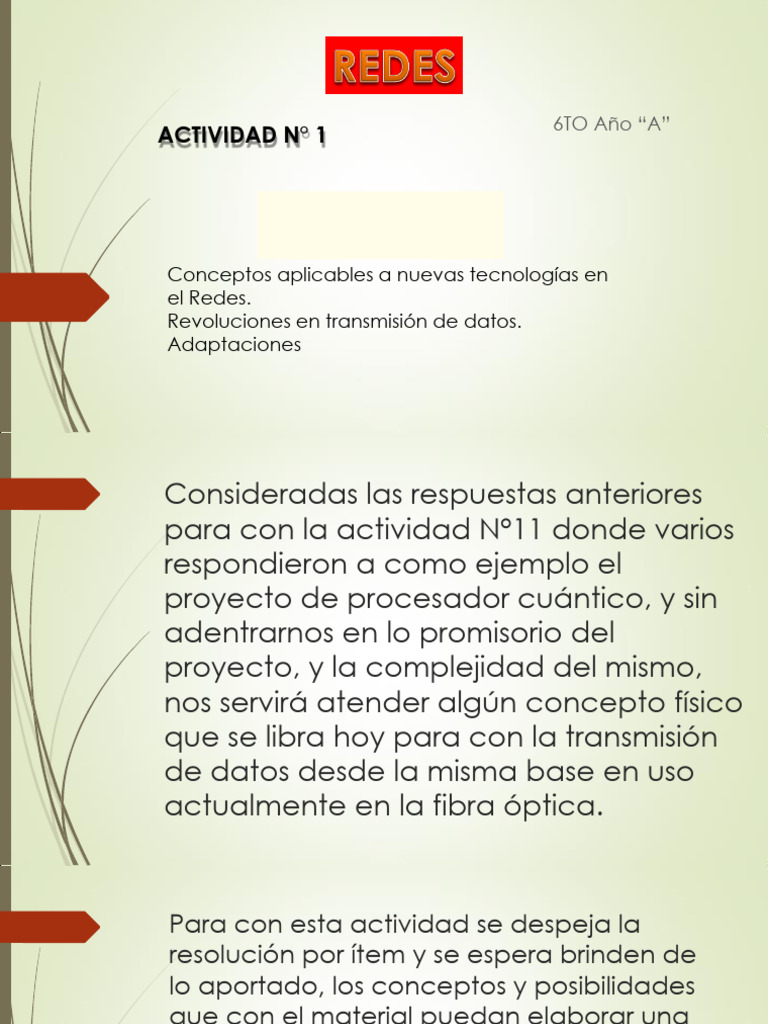 Act.1.REDES.6°año | PDF | Fotón | Ligero