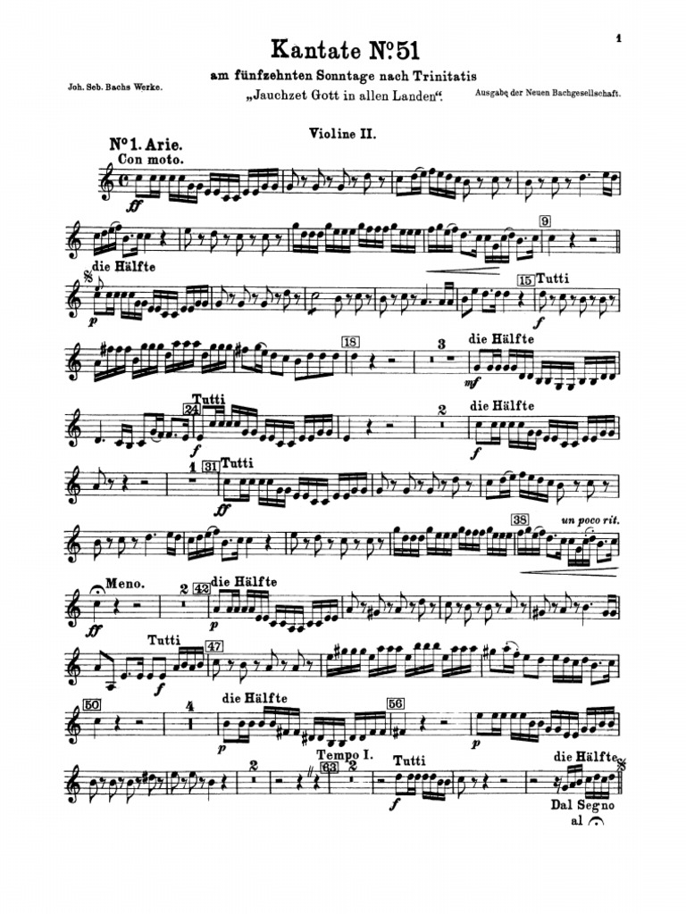 Violins - II - Bach - Cantata 51 | PDF