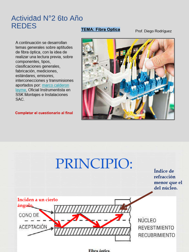Act 2 REDES 6°año | PDF | Fibra óptica | Óptica