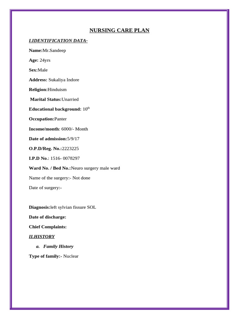 NURSING CARE PLAN Nuero Ward | PDF | Surgery | Pain