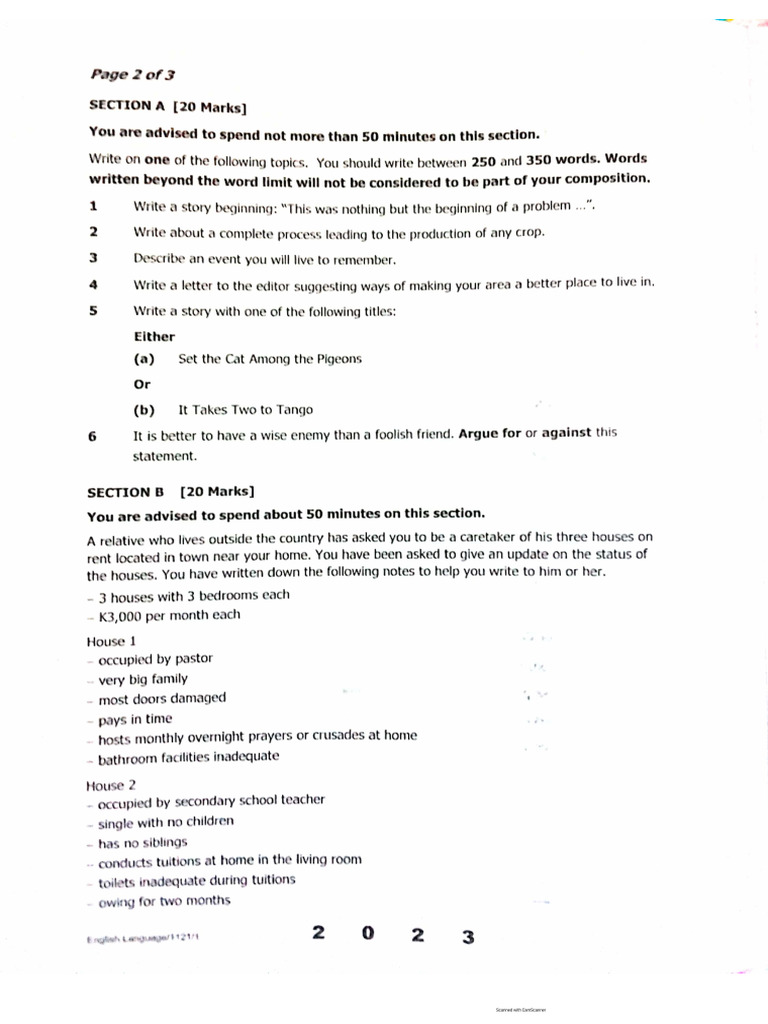 2023-GCE Eng Question Paper1 | PDF