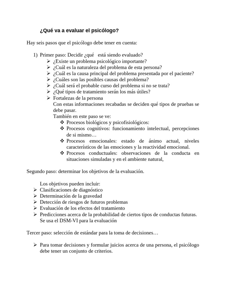 Unidad 10. Pasos de Una Evaluacion Psic | PDF | Sicología | Las emociones