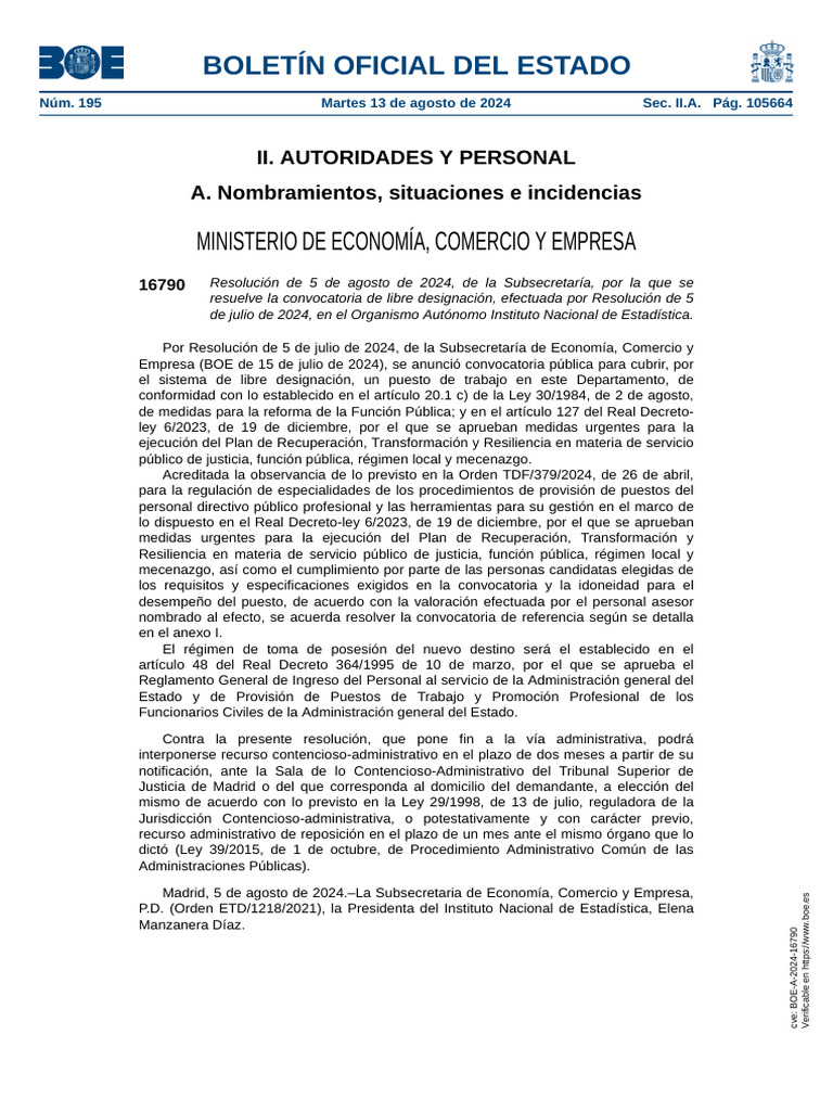 Boe A 2024 16790 | PDF | Gobierno