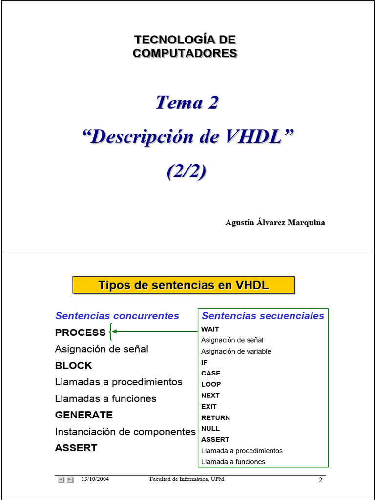 Descripción de VHDL (2-2) (25 Transparencias) | PDF | Vhdl | Desarrollo de software