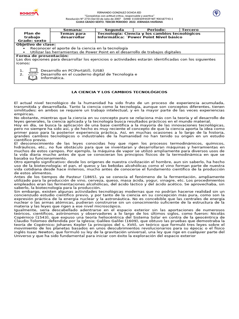 Guia # 2 - Ciencia y Cambios Tecnologicos | PDF | Fermentación | Física