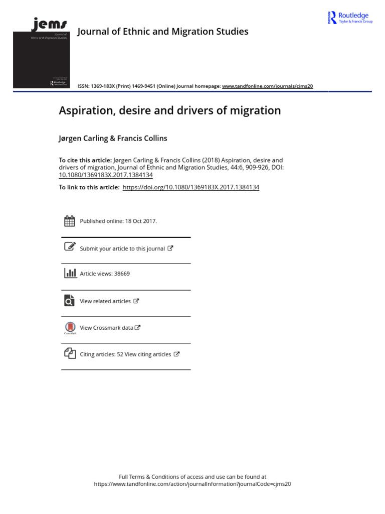 Aspiration Desire and Drivers of Migration | PDF | Human Migration | Emotions