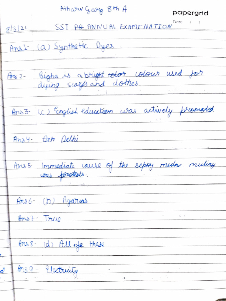 SST_ANNUAL EXAMINATION_ATHARV GARG 8th A | PDF