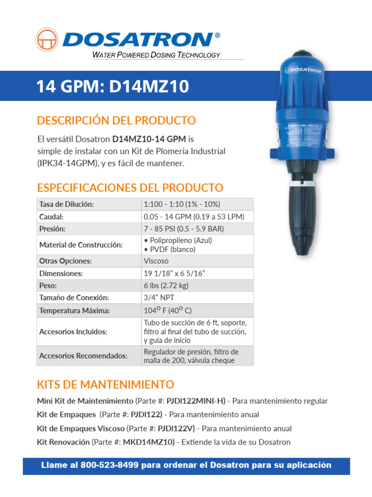 D14MZ10 - Dosatron | PDF | Ingeniero civil | Ingeniería mecánica