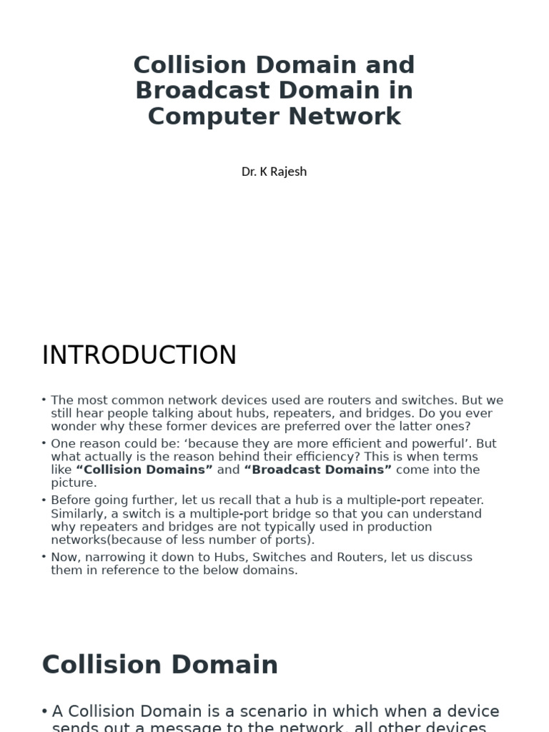 Understanding Collision and Broadcast Domains | PDF | Computer Network ...