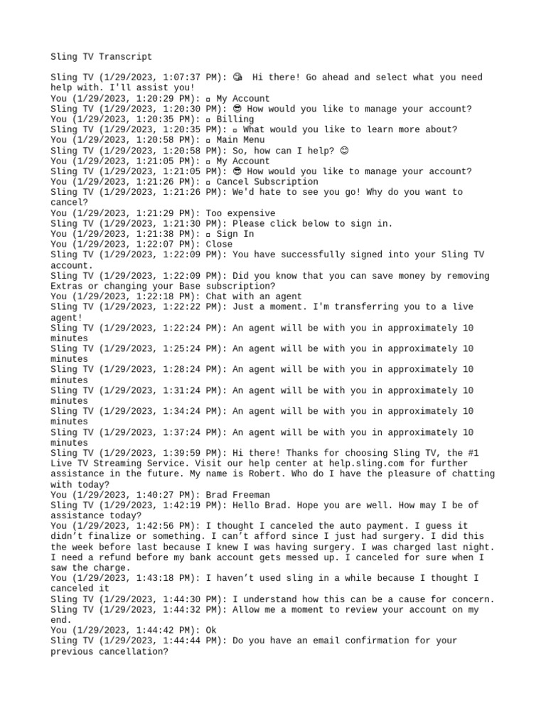 Sling Tv Transcript Pdf