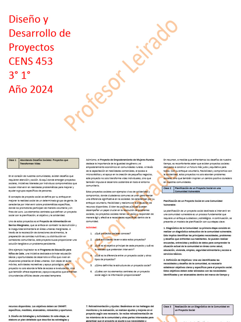 Cuadernillo de Dise-O y Desarrollo de Proyectos - Profesor Leirado - Docx1 | PDF | Planificación ...