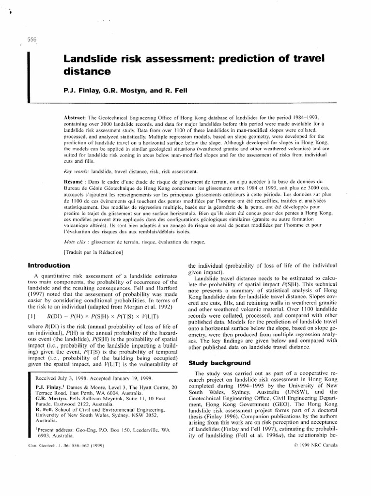 Landslide Risk Assesment Prediction of Travel Distance | PDF