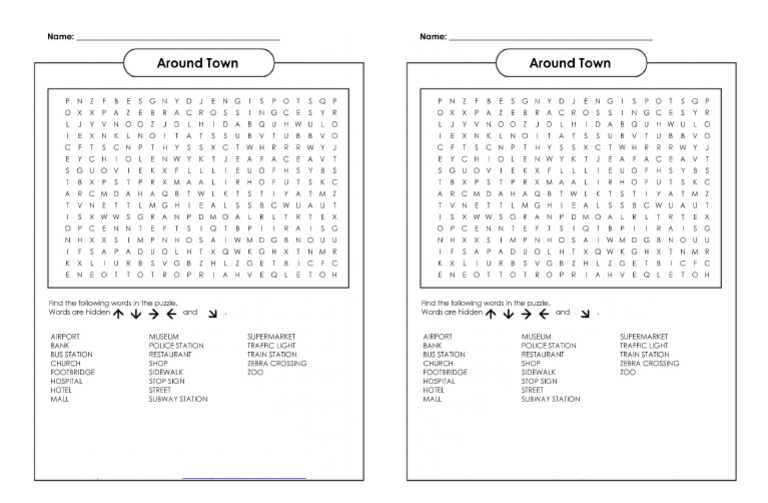 Worksheets Around Town | PDF