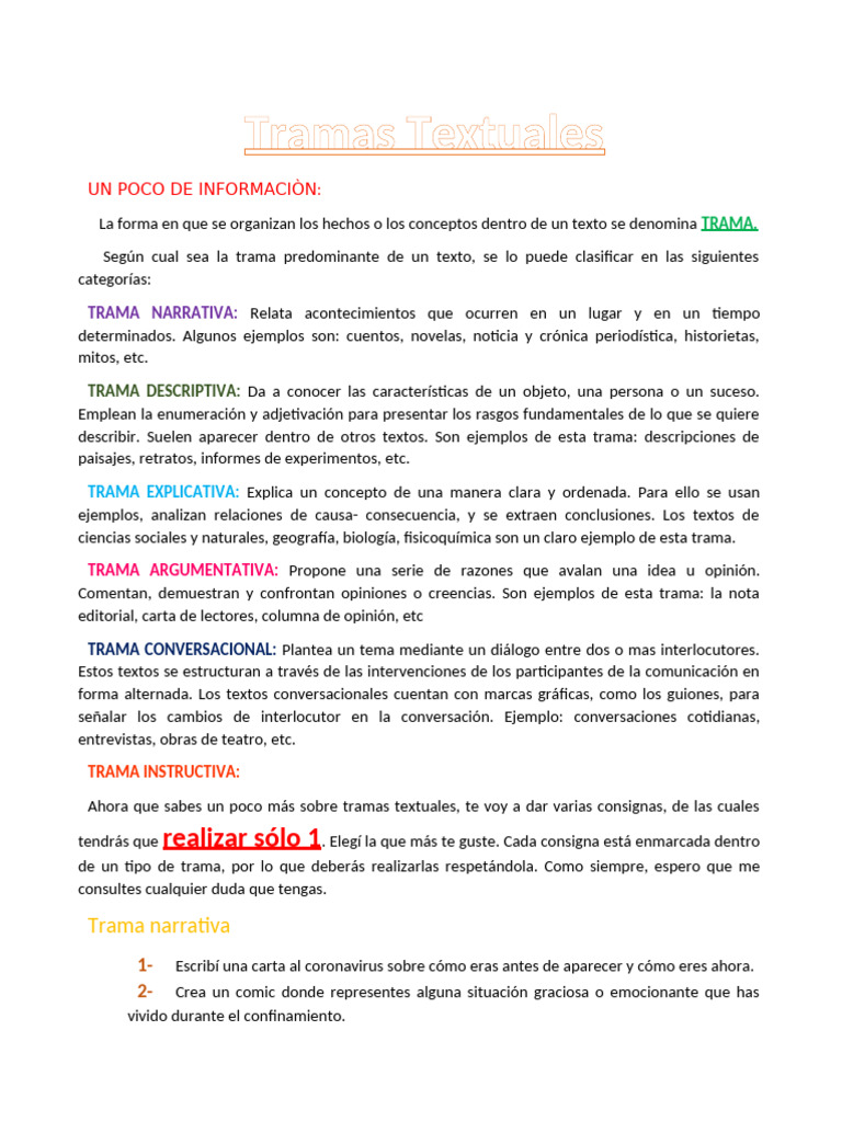 4 Tramas Textuales ACTIVIDADES 2 | PDF