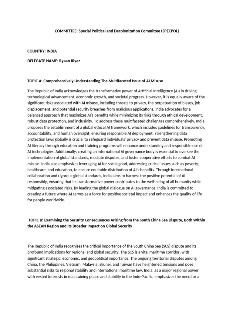 MUN POSITION PAPER 24 | PDF | Artificial Intelligence | Intelligence ...