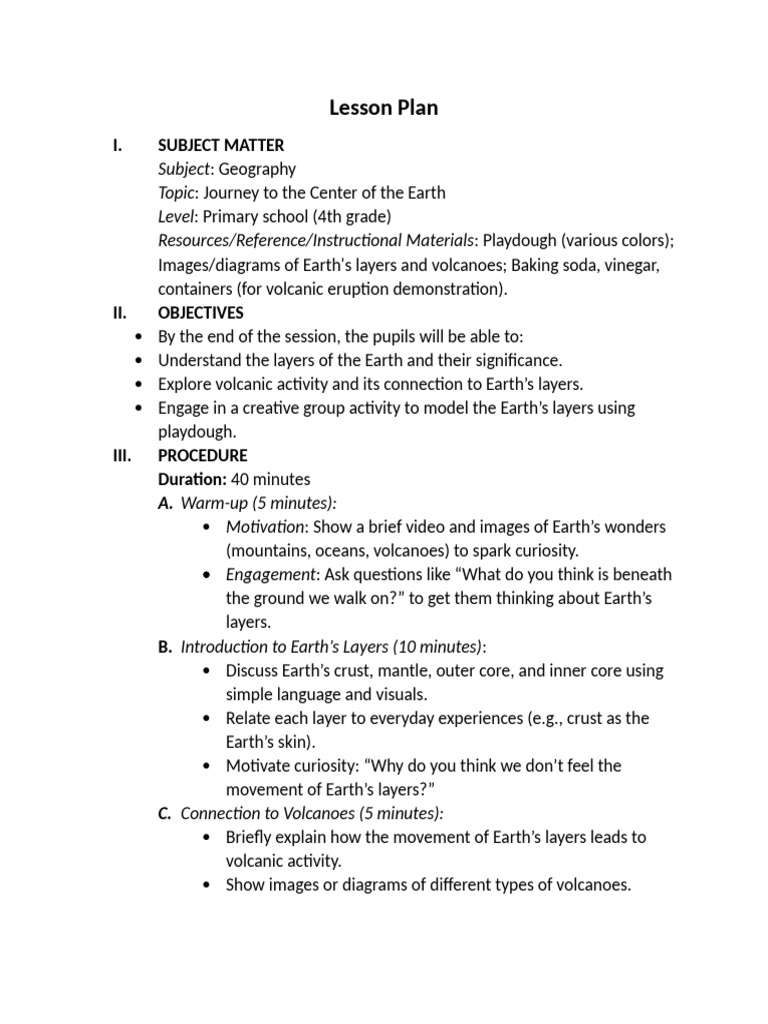 Lesson Plan | PDF | Volcano | Earth