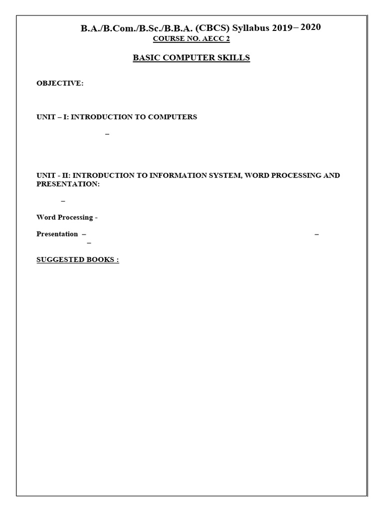 Basic Computer Skills AECC-2 BA Bcom BSC BBA Combined | PDF | World Wide Web | Internet & Web