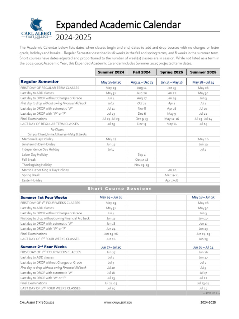 Expanded Calendar 2024 2025 Including Summer 2025 | PDF | Academic Term ...