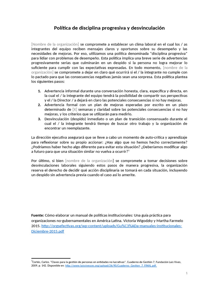 Tool 68 Politica de Disciplina Progresiva y Desvinculacion-Ucom 1 | PDF | Disciplinas