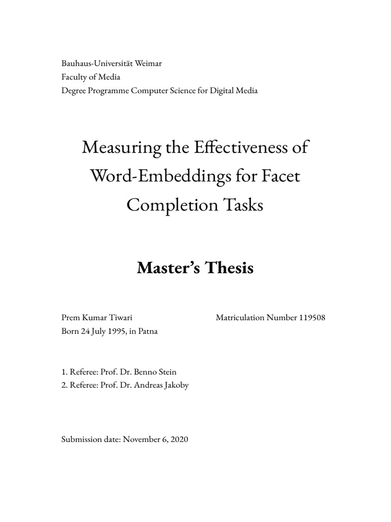 Word-Embeddings for Facet Completion | PDF | Semantics | Lexical Semantics
