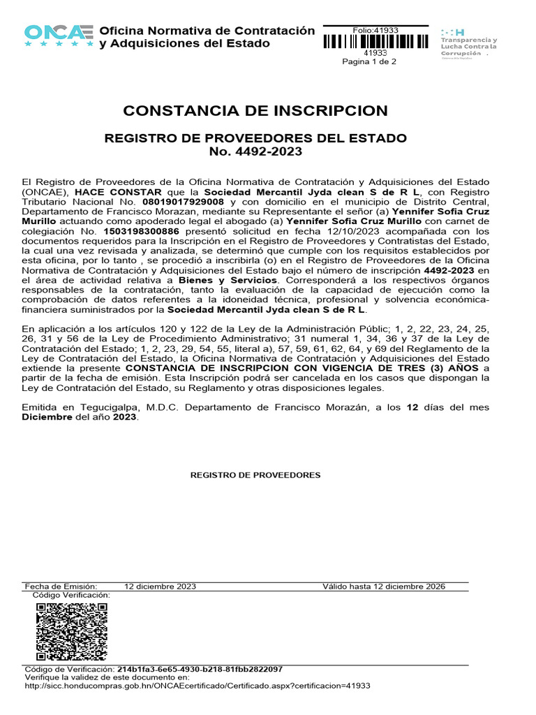 Oncae Inscripcion | PDF