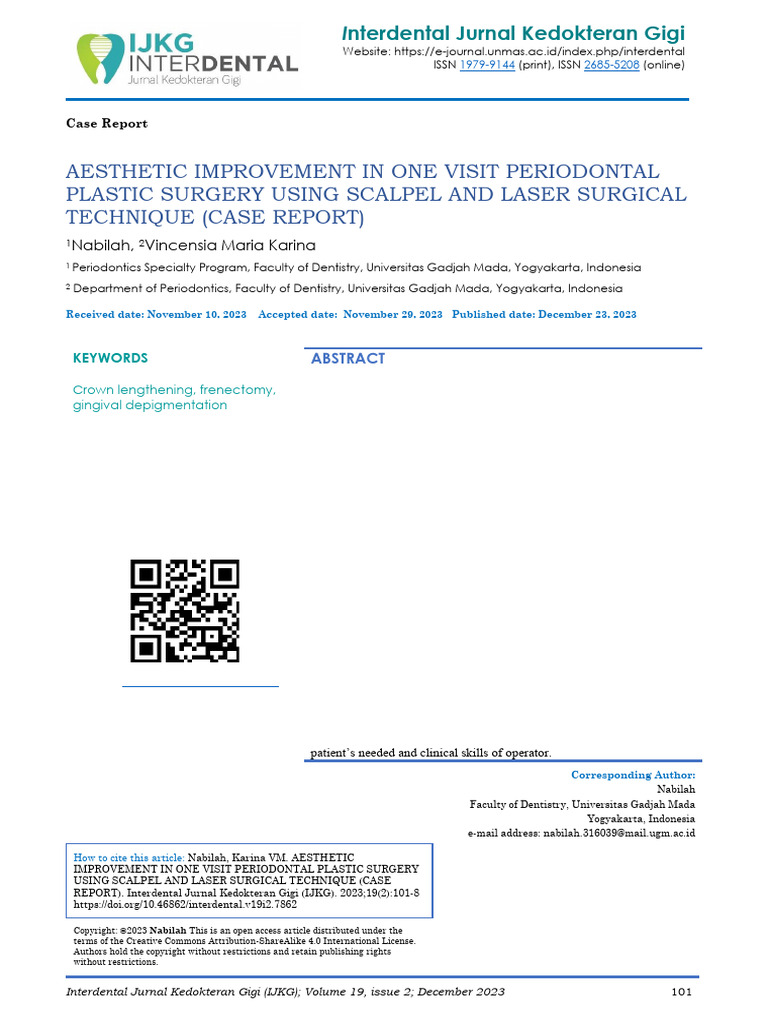 Aesthetic Improvement in One Visit Periodontal Plastic Surgery Using ...