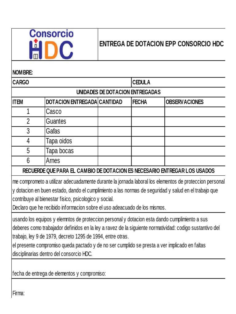 ENTREGA DE DOTACION | PDF