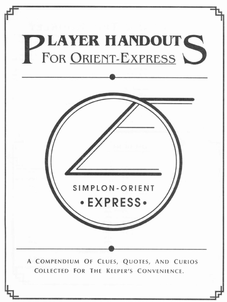 CoC - Horror on the Orient Express - Player Handouts | PDF