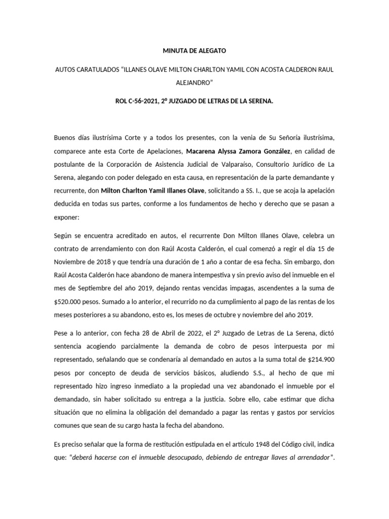 Minuta de Alegato Definitivo | PDF | Sentencia (ley) | Propiedad