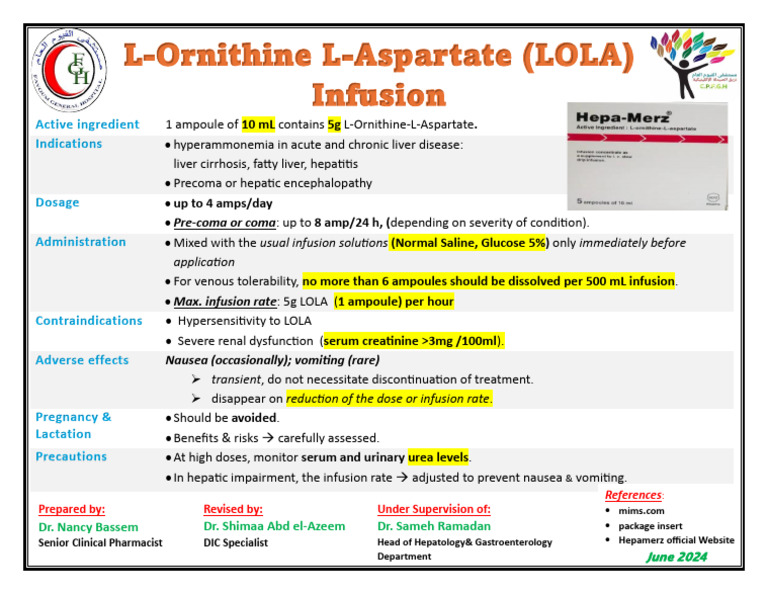 L-Ornithine L-Aspartate Infusion Guide | PDF