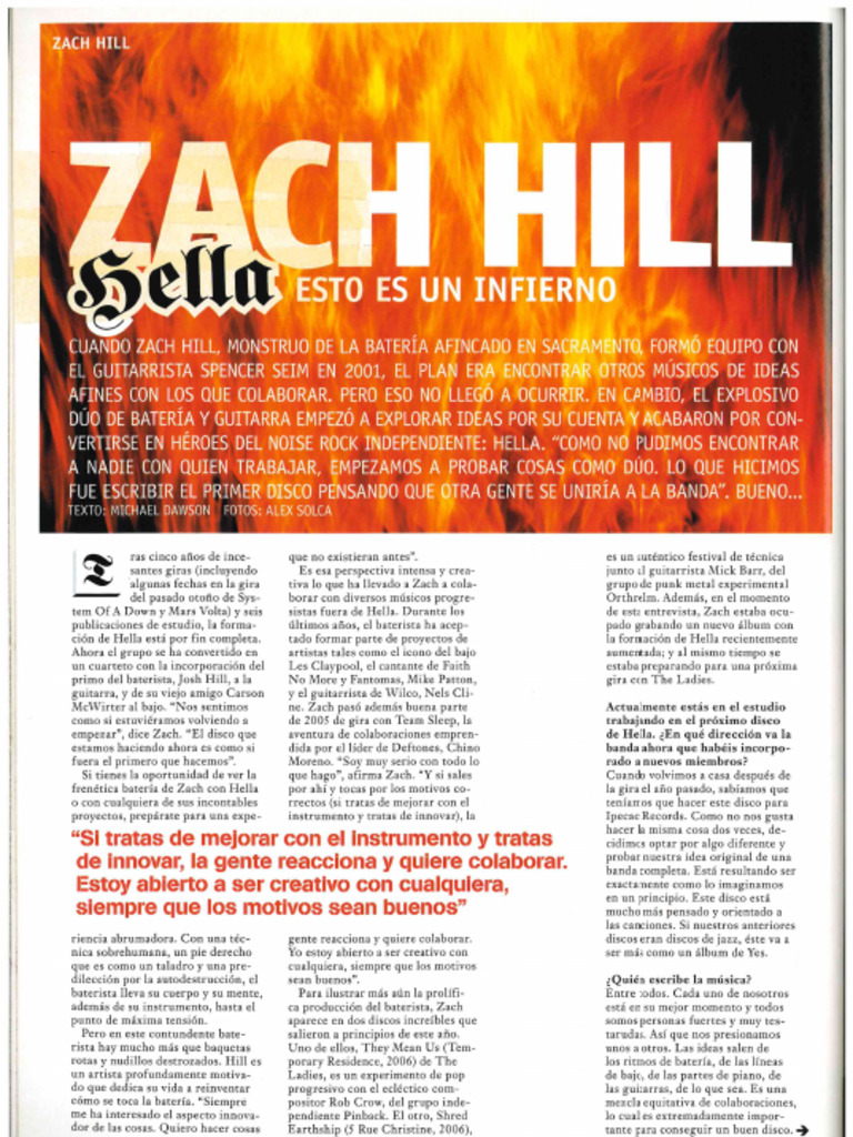 Zach Hill 2004 Spanish Interview | PDF
