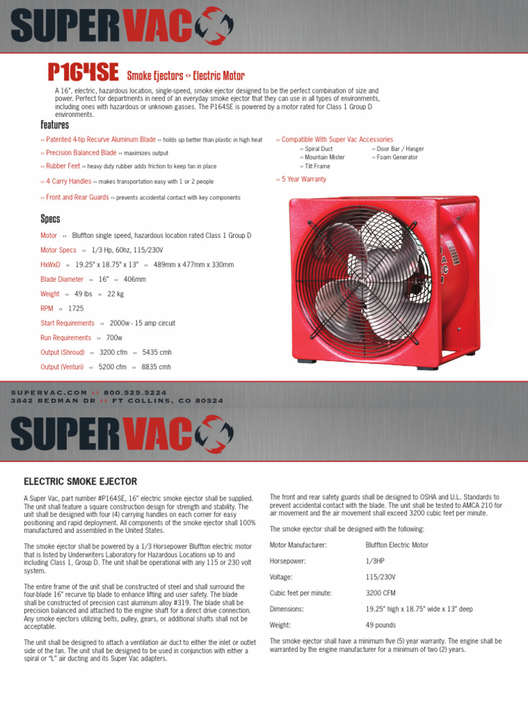 Fciha Técnica Ventilador Super Vac | PDF | Electric Motor | Manufactured Goods