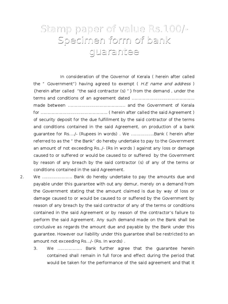 Form of Bank Guarantee | Download Free PDF | Guarantee | Contract Law