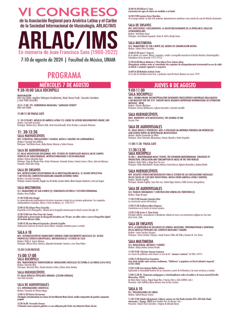 Programa Congreso ARLAC | PDF | México | Musicología