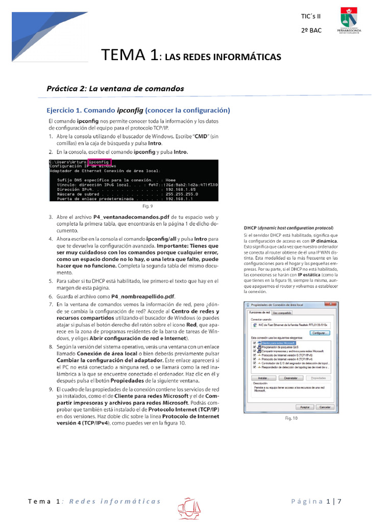 T01 Práctica 02 Comandos CMD | PDF | Dirección IP | sistema de nombres de dominio