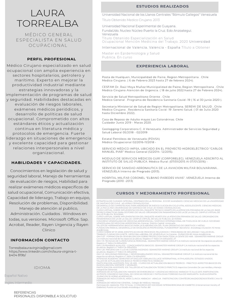 Curriculum Medico Laura Virginia Torrealba Castro | PDF | Venezuela ...