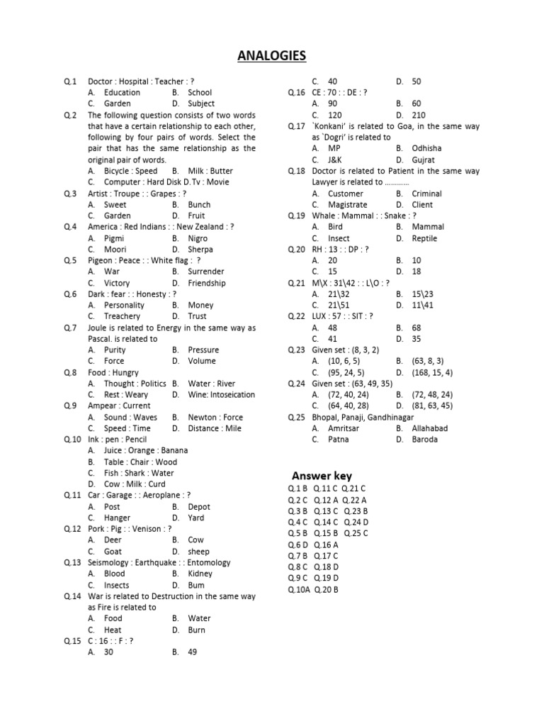 Analogies. Vansh | PDF
