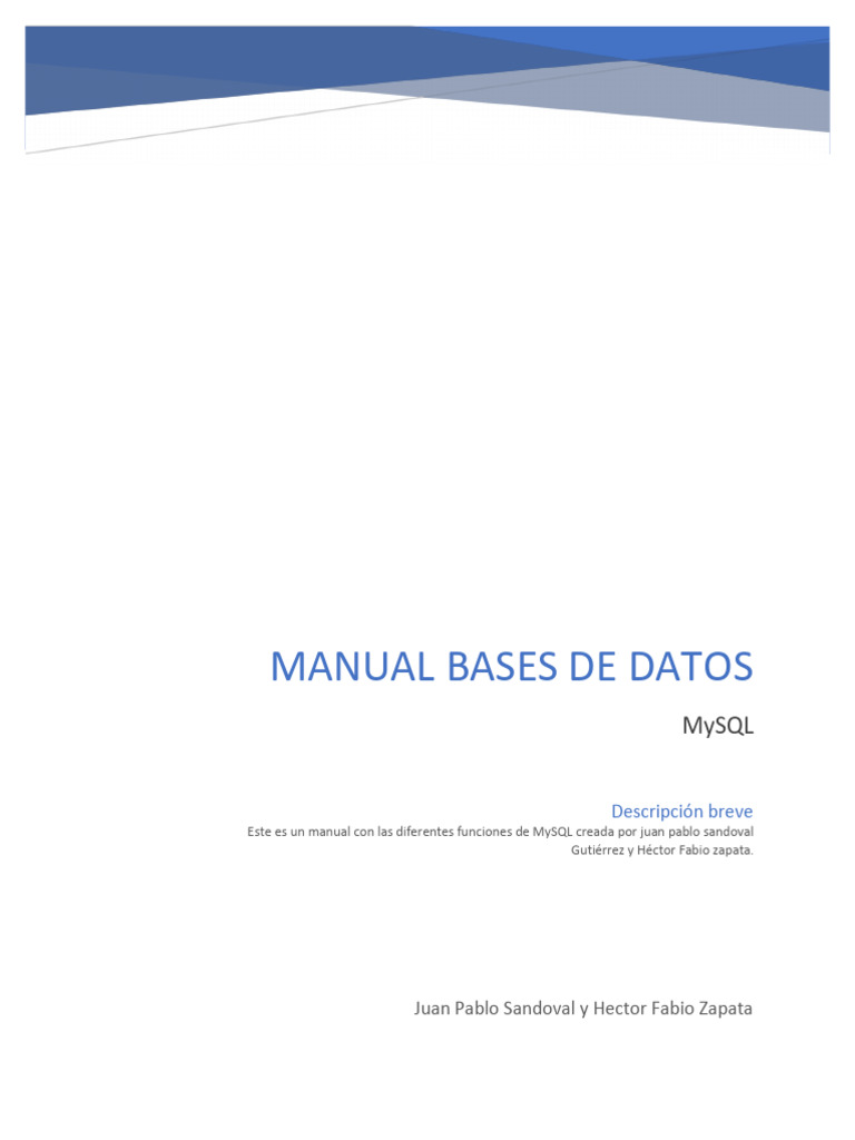 Manual para Mysql | PDF | Bases de datos | Mi sql