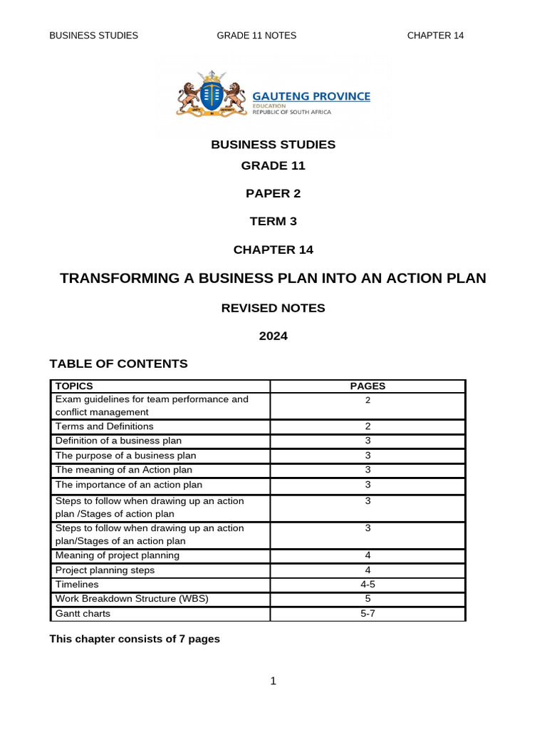 TEACHERS COPY BUSINESS STUDIES GRADE 11 NOTES TERM 3 CHAPTER 14 | PDF ...