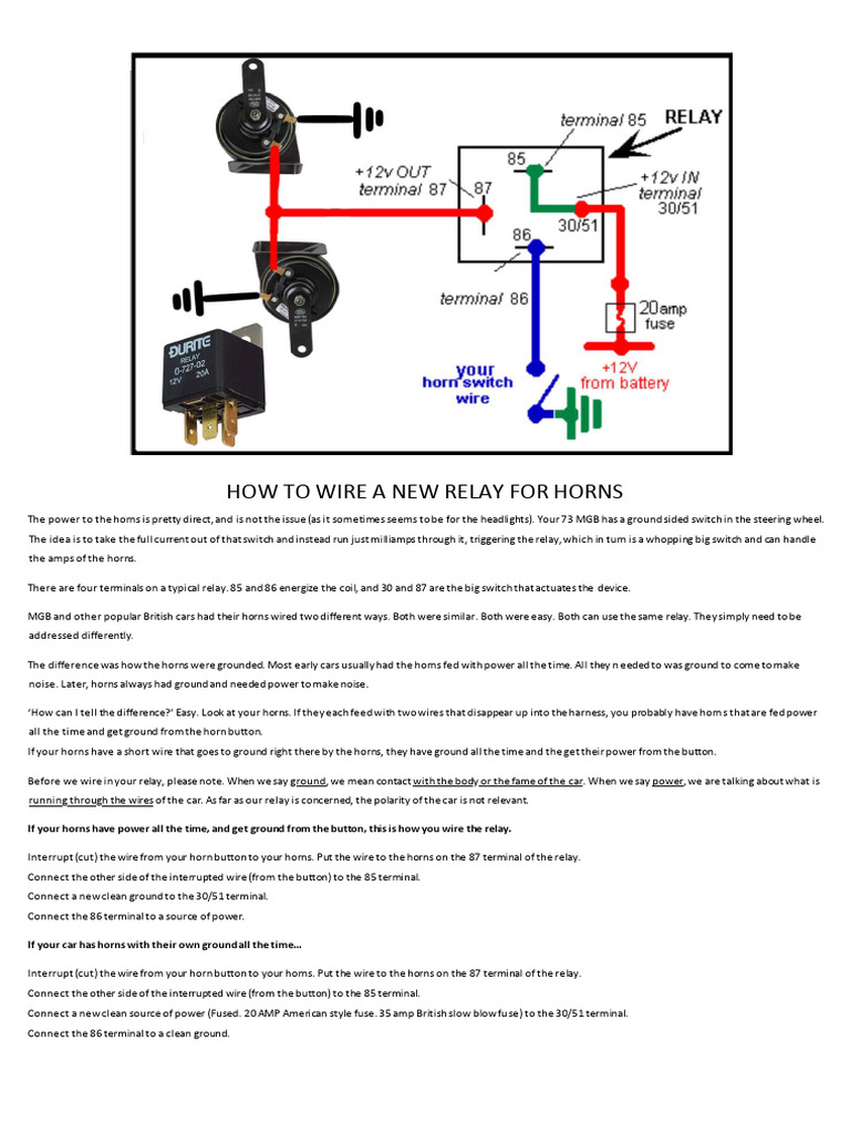 How To Wire A Relay For Horns | PDF | Relay | Switch