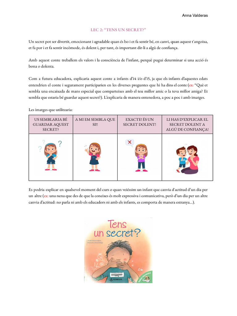 Lectura "TENS UN SECRET" | PDF