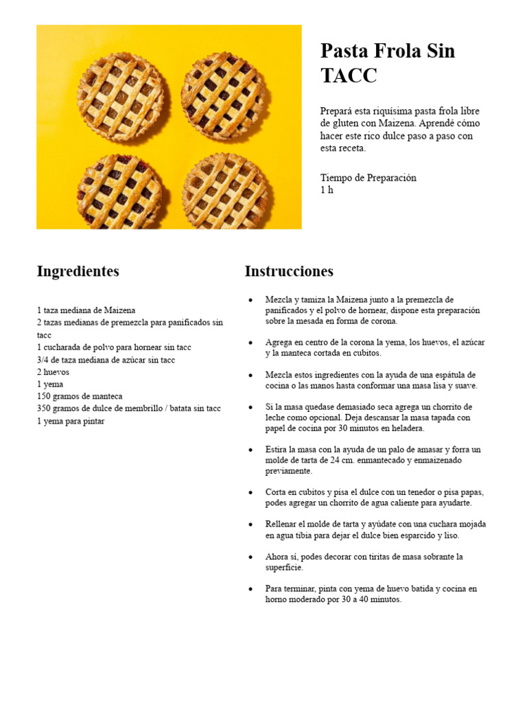 Pasta Frola Sin TACC | PDF | Panes | Cocina europea