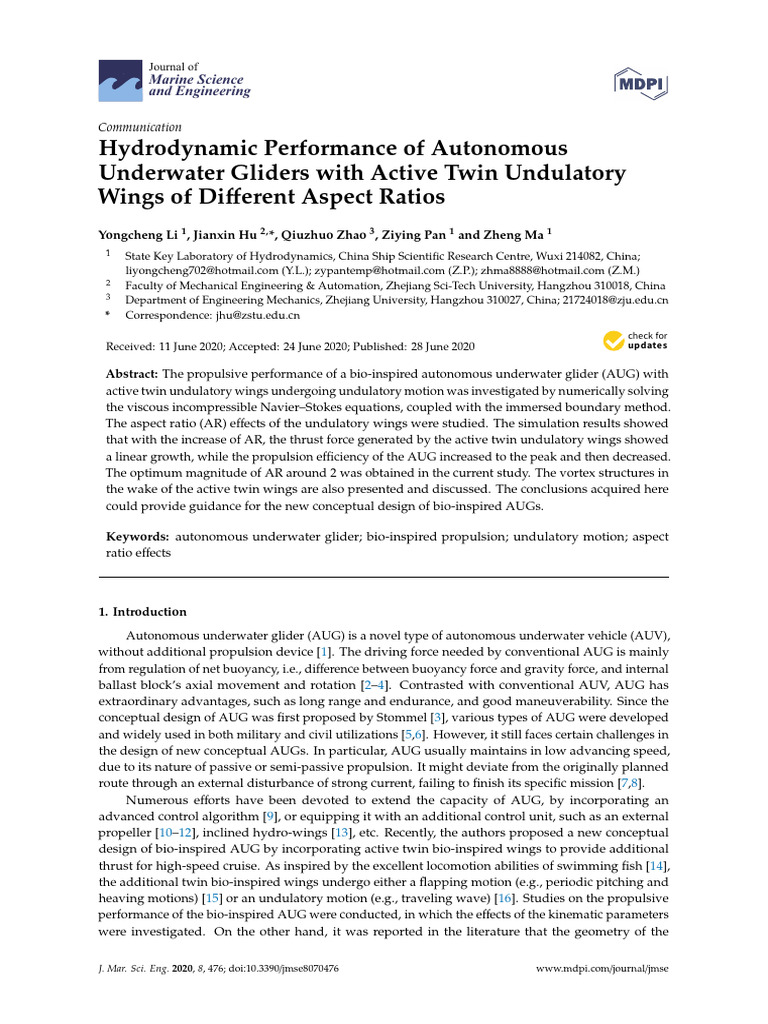 Hydrodynamic Performance Of Autonomous Underwater Gliders With Active