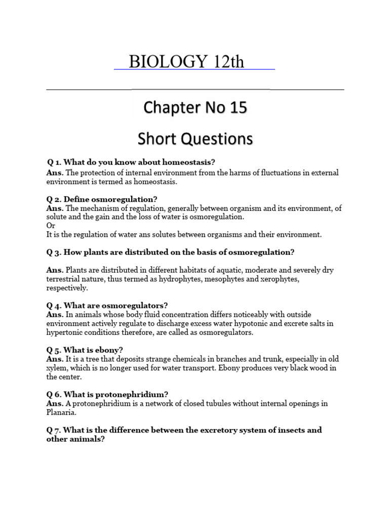 2nd Year Bilogy First 2 CHPTR Short Questions | PDF | Muscle | Anatomy