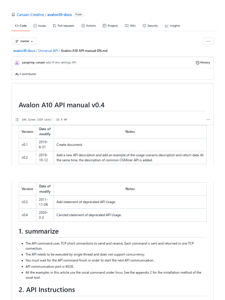 Avalon10-Docs - Avalon A10 API manual-EN - MD at Master Canaan-Creative ... Avalon10-Docs - Avalon A10 API manual-EN - MD at Master Canaan-Creative ...