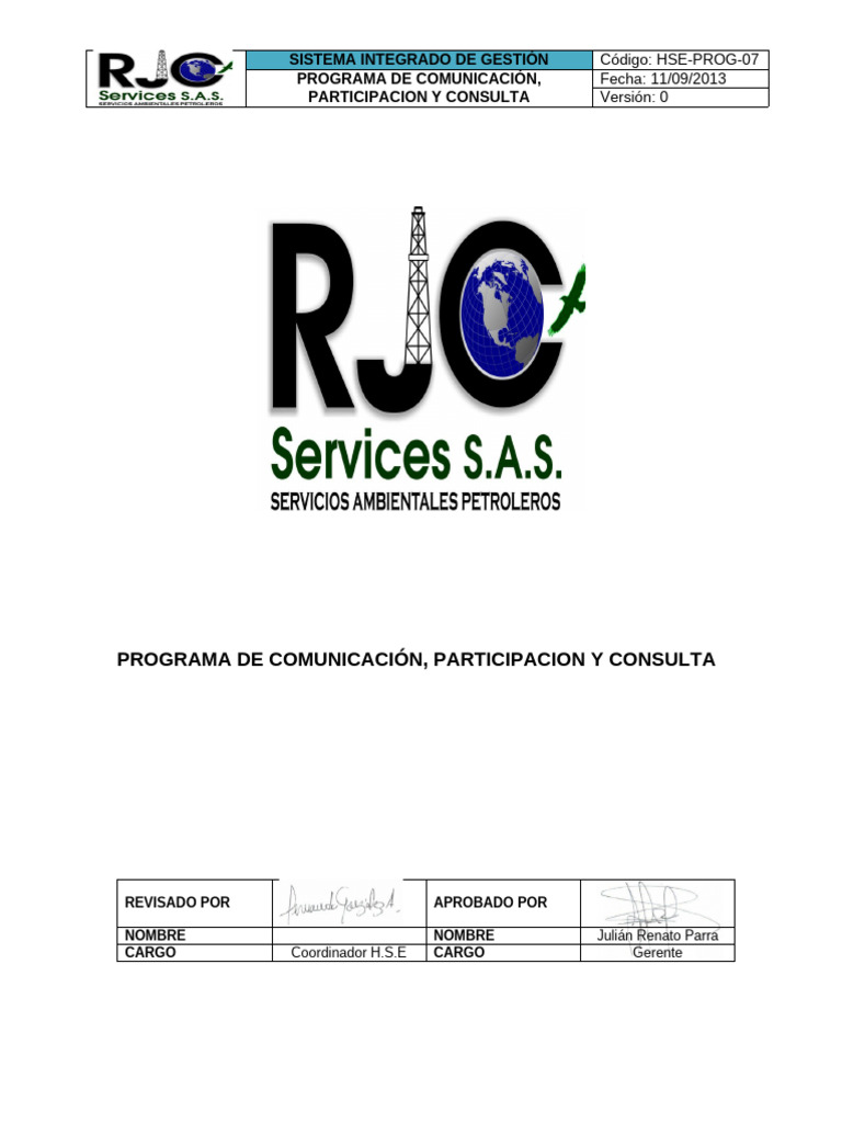 Hse-prog-07 Programa de Comunicacion, Participacion y Consulta | PDF ...