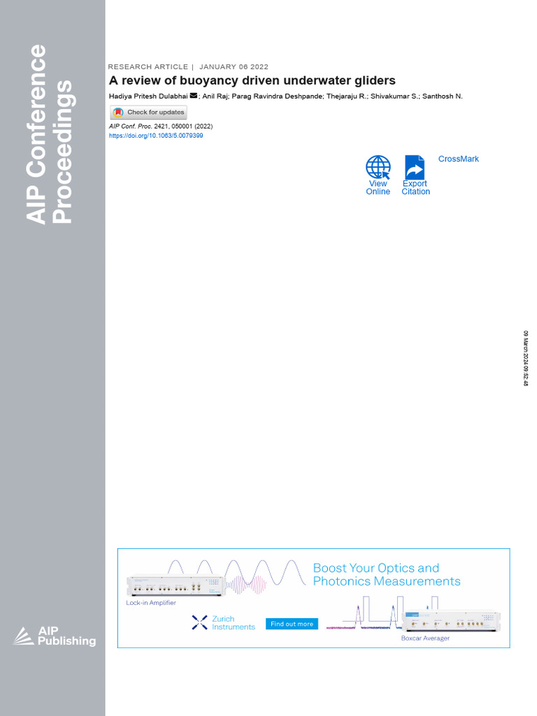 A Review of Buoyancy Driven Underwater Gliders | PDF | Buoyancy | Glider (Sailplane)