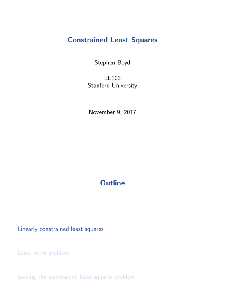 constrained-least-squares_slides | PDF | Least Squares | Equations