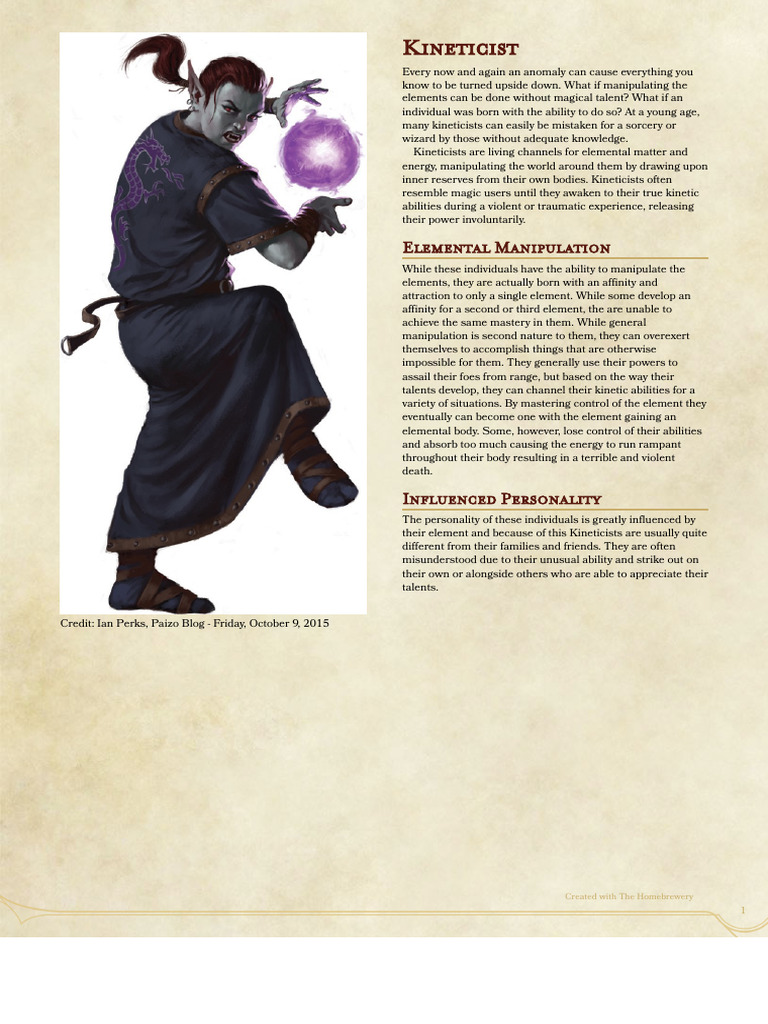 Kineticist - The Homebrewery | PDF | Kinetic Energy